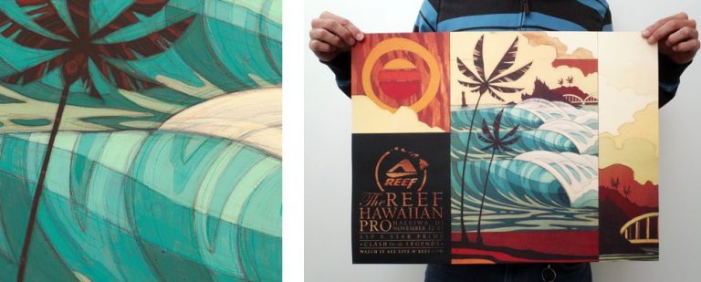 Surf art in surfing event posters | Club of the Waves